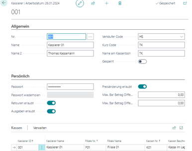 Kassierer | COSMO Cash Register