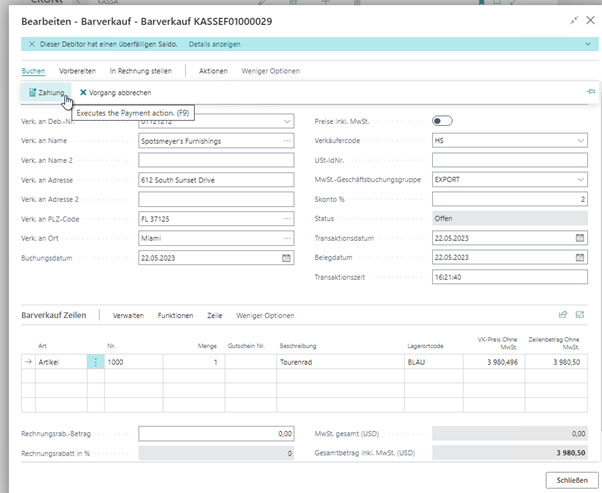 Prozess Barverkauf | COSMO Cash Register