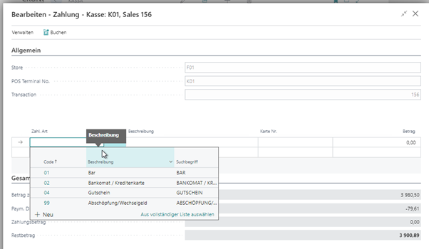 Prozess Barverkauf | COSMO Cash Register