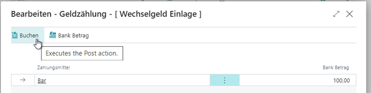 Prozess Wechselgeldeinlage und Abschöpfung | COSMO Cash Register