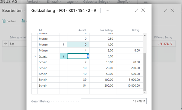 Tagesstart | COSMO Cash Register