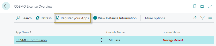 App Licensing / Registration | COSMO Commission