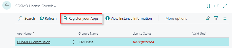 App Registration and Licensing | Commission