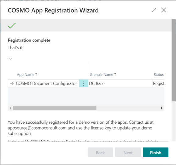 App Registration / Licensing | Document Configurator