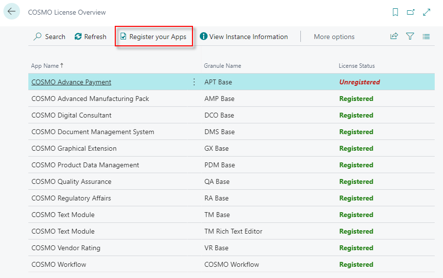 Install and Register Advance Payment App (DACH only) | Industry Packs (BC)