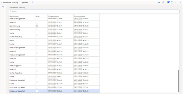 Creditreform XML Log | COSMO CrefoDynamics (FO)