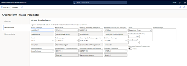 Inkasso Einrichtung | COSMO CrefoDynamics (FO)