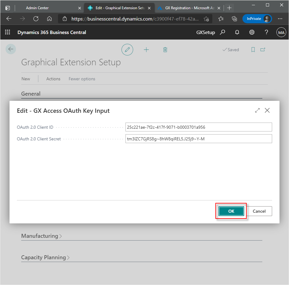 Set Up Authentication Method = OAuth 2.0 | Graphical Extension